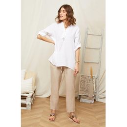 Rodier Lin Leinen-Bluse in Wei&szlig; - 66% | Gr&ouml;&szlig;e M/L | Damen-blusen