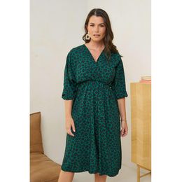 Curvy Lady Kleid in Dunkelgr&uuml;n - 68% | Gr&ouml;&szlig;e 44/46 | Damen-kleider