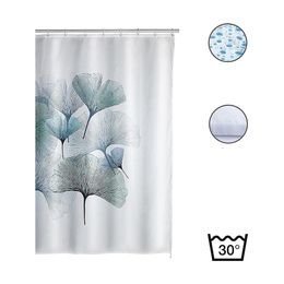 Wenko Duschvorhang "Ginkgo" in Wei&szlig;/ Gr&uuml;n - (L)200 x (B)180 cm - 48% | Badtextilien
