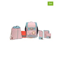 L&auml;ssig L&auml;ssig 7tlg. Schulranzen-Set "Unique" in Rosa/ Hellblau - 40% | Buero-schulbedarf