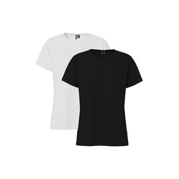 Pieces 2er-Set: Shirt in Schwarz/ Wei&szlig; - 40% | Gr&ouml;&szlig;e S | Damen-tops
