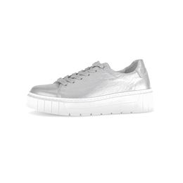 Gabor Leder-Sneakers in Silber - 51% | Gr&ouml;&szlig;e 38,5 | Damen-sneakers