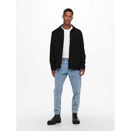 Only & Sons ONLY & SONS Hemdjacke "Newkodyl" in Schwarz - 44% | Gr&ouml;&szlig;e XL | Herren-plussize