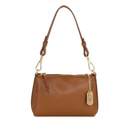 Anna Morellini Leder-Schultertasche "Scilla" in Hellbraun - (B)30 x (H)15 x (T)11 cm - 74% | Damen-taschen