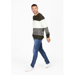 Key Largo Pullover "Jogi" in Khaki/ Grau/ Wei&szlig; - 53% | Gr&ouml;&szlig;e XL | Herren-plussize