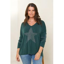 Curvy Lady Pullover in Dunkelgr&uuml;n - 78% | Gr&ouml;&szlig;e 44/46 | Damen-pullover-cardigans