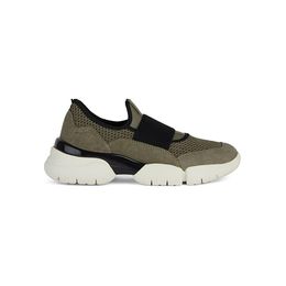 Geox Leder-Slipper "Adacter" in Khaki/ Schwarz - 50% | Gr&ouml;&szlig;e 36 | Damen-schuhe-halbschuhe