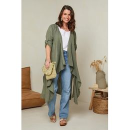 Curvy Lady Leinen-Cardigan in Khaki - 70% | Gr&ouml;&szlig;e 44/46 | Damen-pullover-cardigans