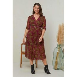 Curvy Lady Kleid in Bordeaux/ Gr&uuml;n - 69% | Gr&ouml;&szlig;e 40/42 | Damen-kleider