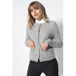 Perfect Cashmere Kaschmir-Cardigan "Amy" in Hellgrau - 55% | Gr&ouml;&szlig;e L | Damen-pullover-cardigans
