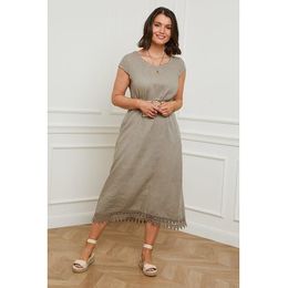 Curvy Lady Leinen-Kleid in Taupe - 62% | Gr&ouml;&szlig;e 44/46 | Damen-kleider