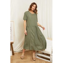 Rodier Lin Leinen-Kleid in Oliv - 73% | Gr&ouml;&szlig;e M/L | Damen-kleider