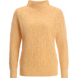 Damen Langarm-Pullover mit Kelchkragen ocker-meliert, Gr&ouml;&szlig;e 40