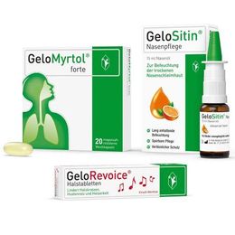 GeloMyrtol forte + GeloSitin Nasenpflege + GeloRevoice Kirsch-Menthol 1 St