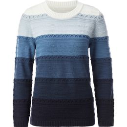 CR&Eacute;ATION L Damen Langarm-Pullover mit Blockstreifen jeansblau-gemustert Gr&ouml;&szlig;e 38