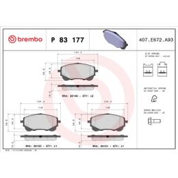Brembo Bremsbelagsatz, Scheibenbremse P 83 177 vorne rechts links mit Zubeh&ouml;r f&uuml;r SUZUKI LEXUS TOYOTA 044650W250 0446502520 0446502510
