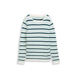 Tom Tailor Pullover in mint green beige stripe | Gr.: S