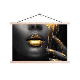 MuchoWow Poster mit Leiste Gesicht gold schwarz (BxH) | Gr.: 30 x 20 cm