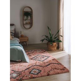 benuta Nest Hochflorteppich Gobi Rosa 120x170 cm - Berber-Stil Teppich