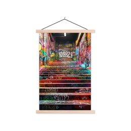 MuchoWow Poster mit Leiste Bunte Treppe (BxH) | Gr.: 20 x 30 cm