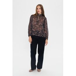Saint Tropez Langarm-Bluse NestaSZ Lockere Passform in Black Shifted Strokes | Gr.: L