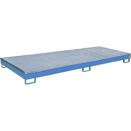 eurokraft pro Regal-Bodenwanne mit PE-Einsatz, mit Rost, 240 l, LxBxH 3265 x 1315 x 195 mm, blau