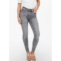Skinny-fit-Jeans Only "ONLPOWER MID PUSH UP SK AZG937", Damen, Gr. XS (34), L&auml;nge 34, grau (grau denim), Denim/Jeans, Obermaterial: 92% Baumwolle, 6% Polyester, 2% Elasthan, Abriebeffekte, Jeans