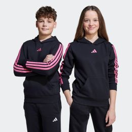 Kapuzensweatshirt adidas Sportswear "J 3S FL HD 225", M&auml;dchen, Gr. 176, schwarz (schwarz, pink fusion), Obermaterial: 71% Baumwolle, 29% Polyester, Sweatshirts