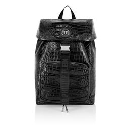 Freizeitrucksack Philipp Plein "Monogram Crocco Print", Kinder, 02, schwarz, Rucks&auml;cke Freizeitrucksack