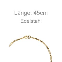 Kette ohne Anh&auml;nger Jobo "Paperclip", goldfarben, Halsketten, Damen, Edelstahl, L: 45, Edelstahl goldfarben 45 cm