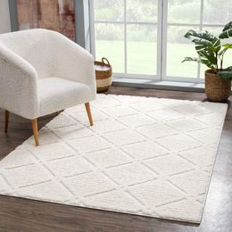 Hochflor-Teppich Carpet City "Focus 2997", beige (creme), B:160cm H:20mm L:230cm, Polypropylen, Teppiche, L&auml;ufer, Boho, Hochtief-Muster/ 3D-Effekt, f&uuml;r Wohnzimmer, Schlafzimmer