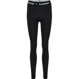 Trainingstights Hummel "HMLPULSE MID WAIST TIGHTS", Damen, Gr. M, N-Gr, schwarz, Obermaterial: 76% Polyester, 24% Elasthan, Hosen