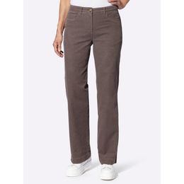 Cordhose Inspirationen, Damen, Gr. 19, Kurzgr&ouml;&szlig;en, grau (dunkeltaupe), 98% Baumwolle, 2% Elasthan, unifarben, lang, Hosen Cordhose