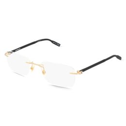 Montblanc MB0221O Brille Herren | Fassung: Randlos, Eckig, Gold Schwarz