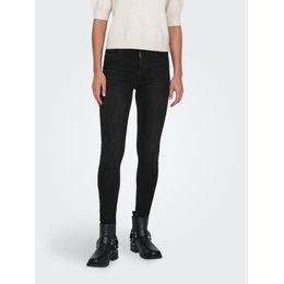 Skinny-fit-Jeans Only "ONLPOWER MID PUSH UP SK DNM TAI886", Damen, Gr. XL (42), L&auml;nge 32, schwarz (washed schwarz), Denim/Jeans, Obermaterial: 92% Baumwolle, 6% Polyester, 2% Elasthan, unifarben, skinny fit kn&ouml;chellang, Jeans