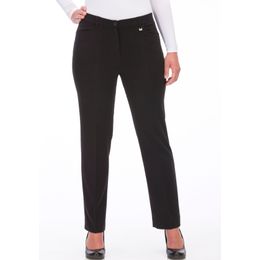 Stoffhose KjBRAND "Hose Bea in Bi-Stretch Kammgarnoptik mit B&uuml;gelfalte", Damen, Gr. 22, K-Gr, schwarz, Web, Obermaterial: 63% Polyester, 35% Viskose, 2% Elasthan, unifarben, weit, unten schmal normal, Hosen Stoffhose, Sommerhose, ideal f&uuml;r kr&auml;ftige Oberschenkel