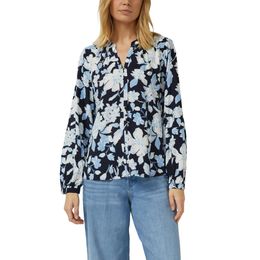 Langarmbluse s.Oliver, Damen, Gr. 40, blau floral, Web, Obermaterial: 100% Viskose, gemustert, regular fit normal, Rundhals, elastischer Bund, Blusen, mit All-Over Print