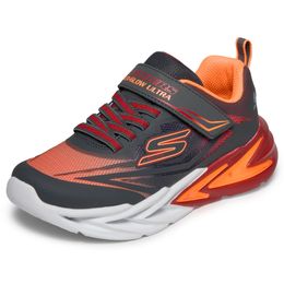Skechers M&auml;dchen Sneaker "FLEX-GLOW ULTRA", Gr. 34grau, orange, Lederimitat, Textil, kontrastfarbene Details, Schuhe, Klettschuh zum Schl&uuml;pfen,