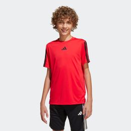T-Shirt adidas Sportswear "J TR-ES 3S TEE", Jungen, Gr. 140, rot (pure ruby, schwarz), Obermaterial: 100% Polyester, Rundhals, Shirts T-Shirt