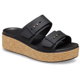 Keilpantolette Crocs "Brooklyn Cork Buckle", Damen, Gr. 41, schwarz, Croslite&trade;, Schuhe, Keilsandale, Plateausandale mit LiteRide&trade; Schaumfu&szlig;bett