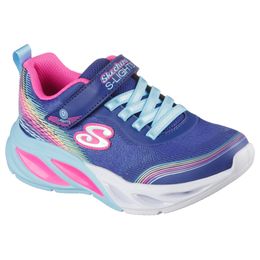 Sneaker Skechers "COSMIC GLOW LIGHTS", Damen, Gr. 34, navy, multi, Lederimitat, Textil, Glitzer, Schuhe Sneaker, Sportschuh mit Klett, Gr&ouml;&szlig;enschablone zum Download