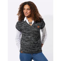 Pullunder Casual Looks "Pullunder", Damen, Gr. 42, schwarz (schwarz, meliert), 54% Baumwolle, 46% Polyacryl, gemustert, mehrfarbig, meliert, Pullover Pullunder