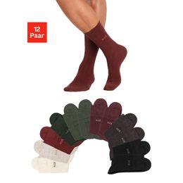 H.I.S. Socken H.I.S, Damen, Gr. 39-42, schwarz (2x schwarz, 2x braun, 2x braun meliert, 1x dunkelbeige, meliert, 1x hellbeige, meliert, 1x rost, 2x olive, 1x khaki), Baumwollmischung, uni und meliert, elastisch, Socken Socken, ohne einschneidendes Gummi