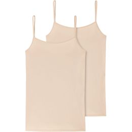 Unterhemd Schiesser "95/5", Damen, Gr. 48, N-Gr, beige (410, sand), Single Jersey, Obermaterial: 95% Baumwolle, 5% Elasthan, unifarben, k&ouml;rpernah, tiefer Rundhals, Unterhemden Unterhemd, mit Spaghetti-Tr&auml;gern