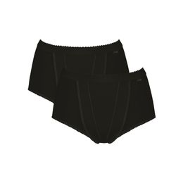 Shapingslip Sloggi "Control", Damen, Gr. 48, schwarz, Single Jersey, Obermaterial: 94% Baumwolle, 6% Elasthan, gemustert, unifarben, figurbetont, Unterhosen, doppellagige Bauchpartie, formend, Baumwollmix, elastisch, Topseller