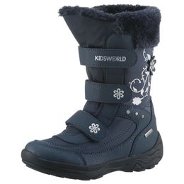 Snowboots Kidsworld "Mary V", M&auml;dchen, Gr. 26, silber (navy, silberfarben), Lederimitat, Nylon, Schuhe Snowboots, Klettstiefel, Winterstiefel mit wasserabweisender Comfortex-Membrane