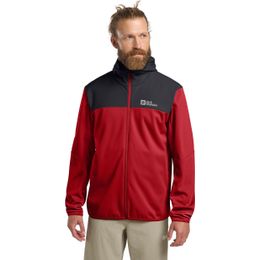 Softshelljacke Jack Wolfskin "FELDBERG HOODY M", Herren, Gr. L (52), rot (adrenaline, rot), Obermaterial: 100% Polyester; Futter: 100% Polyester, Jacken Softshelljacke