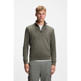Sweatshirt BOSS Orange "Zetrust", Herren, Gr. M, open grau076, Jersey, Obermaterial: 100% Baumwolle, Basic, regular fit normal, hoch geschlossener Ausschnitt, eingesetzt Rippb&uuml;ndchen, Sweatshirts Sweatshirt, Troyerkragen mit Rei&szlig;verschluss, Regular Fit, BOSS-Label