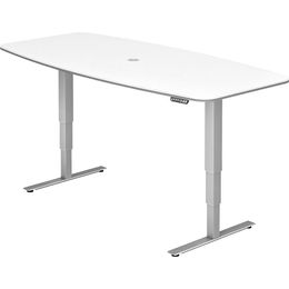 Konferenztisch, BxT 2200 x 1030 mm, elektrisch h&ouml;henverstellbar 620 - 1270 mm, wei&szlig; kaiserkraft