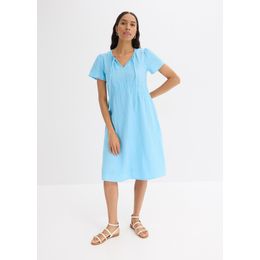 bonprix Tunika-Kleid aus Musselin, blau, 100% Baumwolle,Musselin